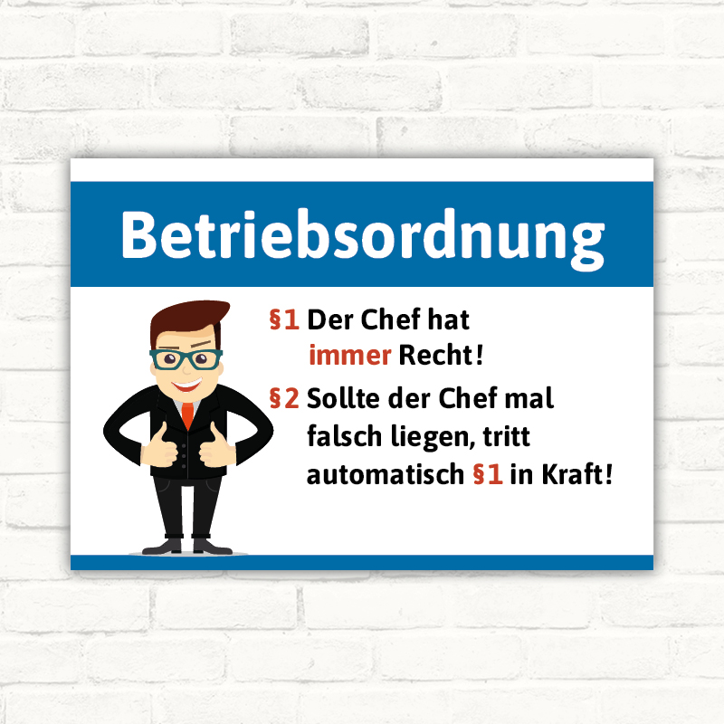 Schild Spassmotiv Geschenkidee für den Chef Boss - Schilderbruder